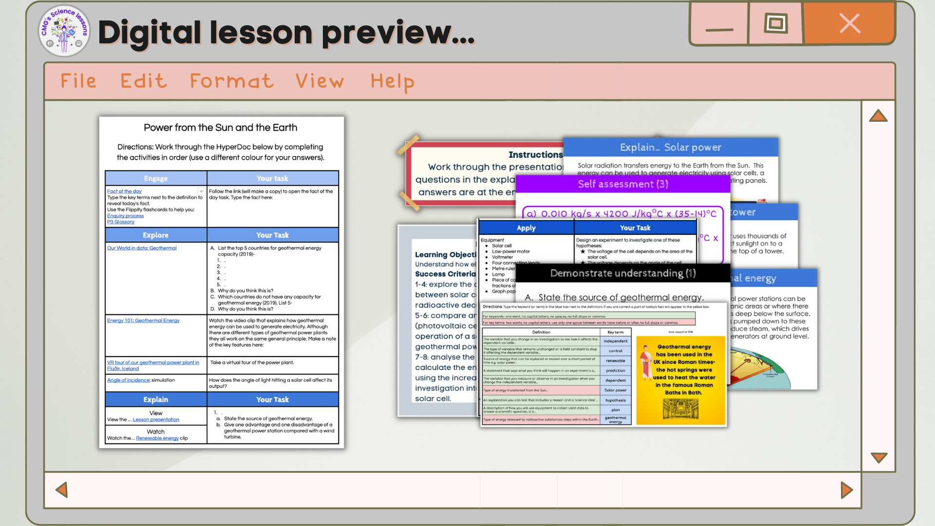 Solar power and geothermal energy Distance learning | Teaching Resources