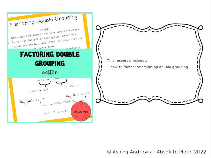 Factoring - Double Grouping Poster | Teaching Resources