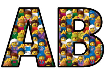 Lego Minifigure Characters Building Blocks People Lettering Set Display ...