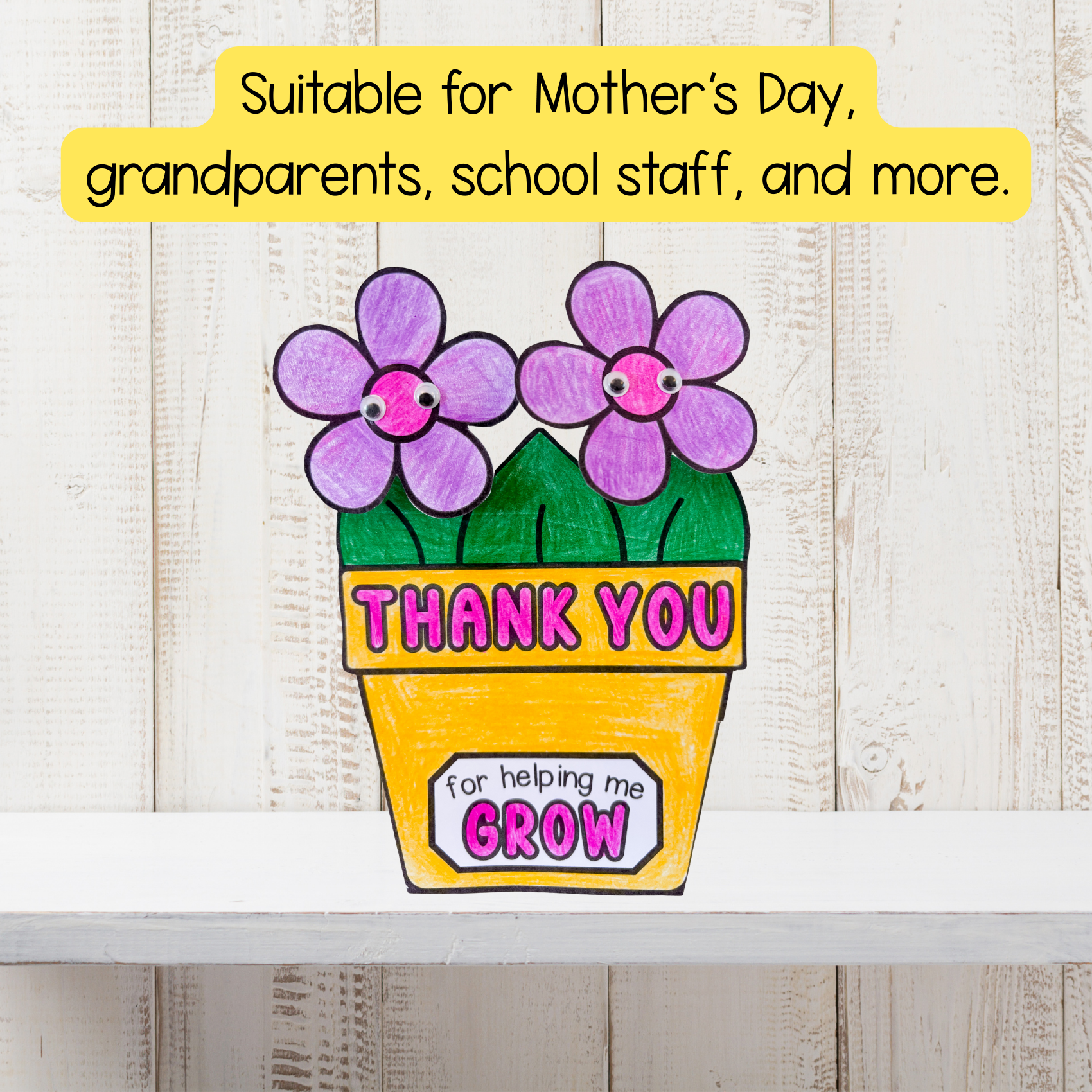 Mothers' day card thank you for helping me grow flower pot | Teaching ...