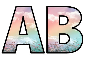Pastel Rainbow Sky Clouds Natural Lettering Set Display Title Letters ...