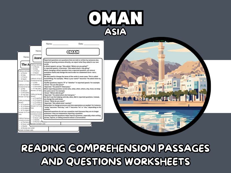 Oman - Asia Reading Comprehension Passages & Questions Worksheets ...