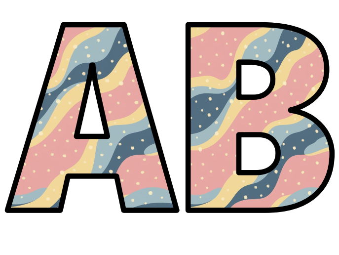 Boho Pink Blue Yellow Lettering Set Display Title Letters Numbers Signs ...