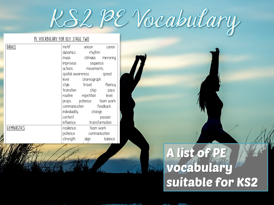 PE Vocabulary Grid for KS2 | Teaching Resources
