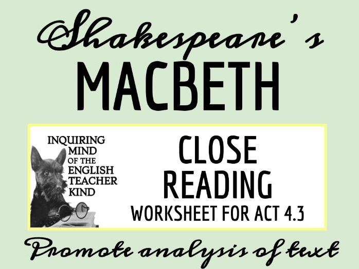 Macbeth Act 4 Quiz & Close Reading Bundle | Teaching Resources