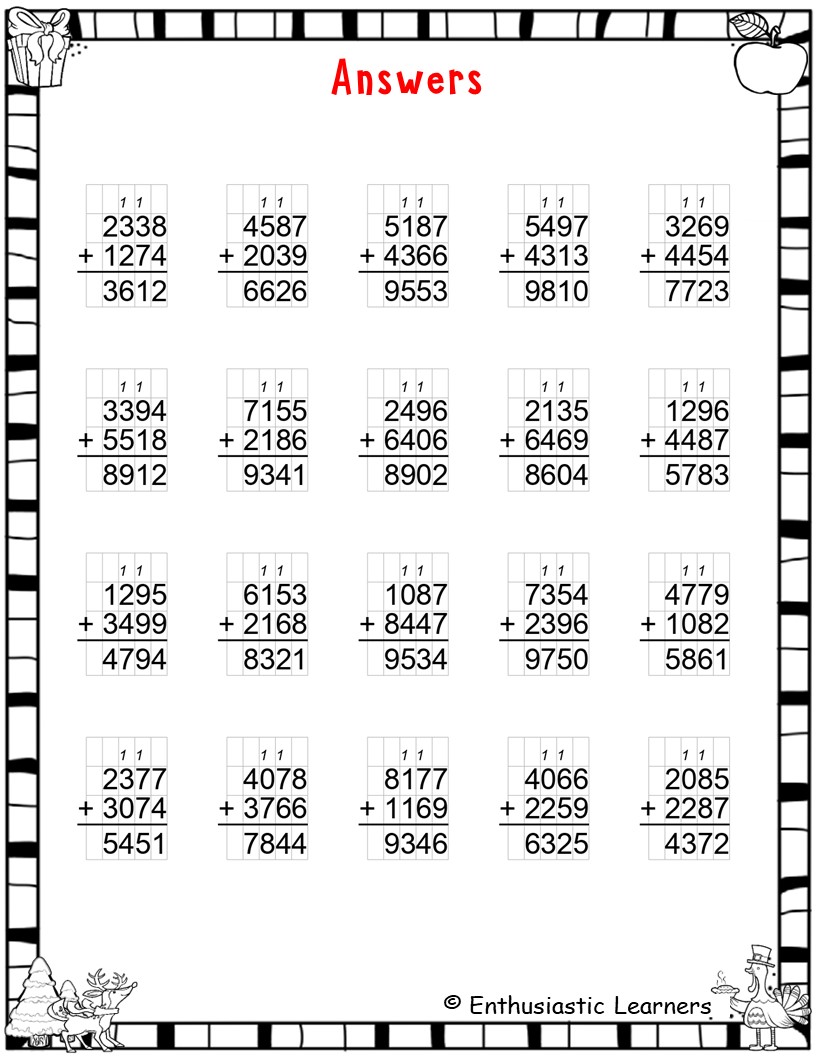 4-Digit Addition with One’s & Ten’s Place Carrying (Regrouping ...