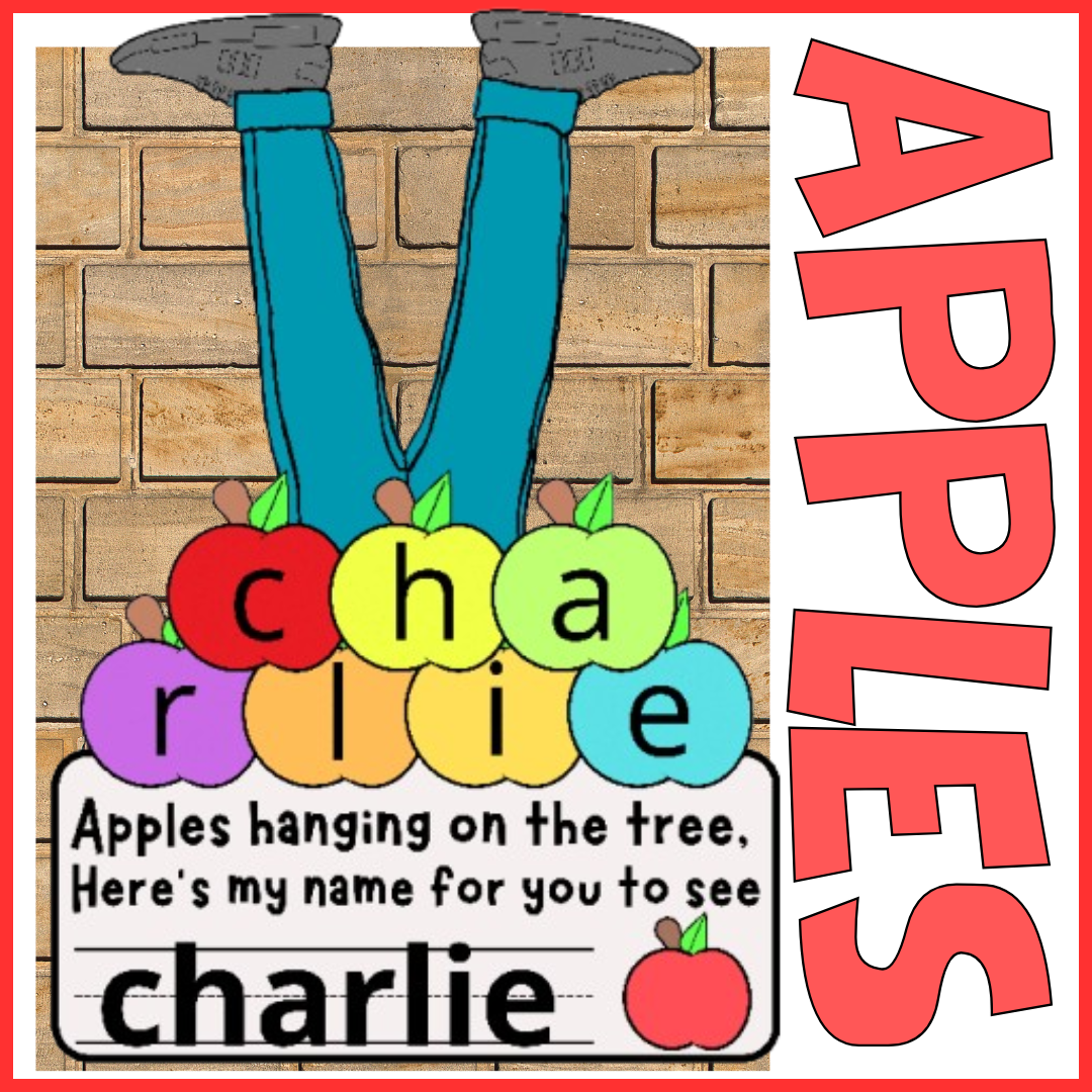 Fall Apple Name Craft, Autumn September Bulletin Board, Back to School ...