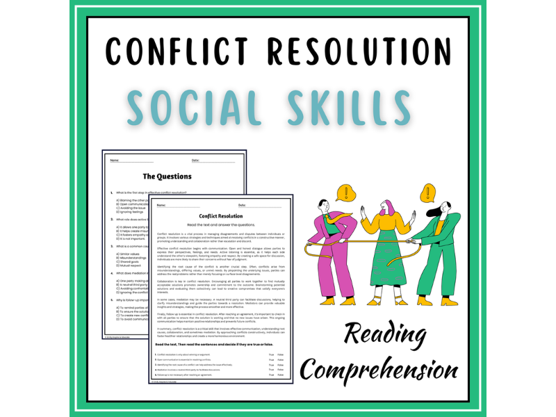 Conflict Resolution - Reading Comprehension Passages & Questions ...