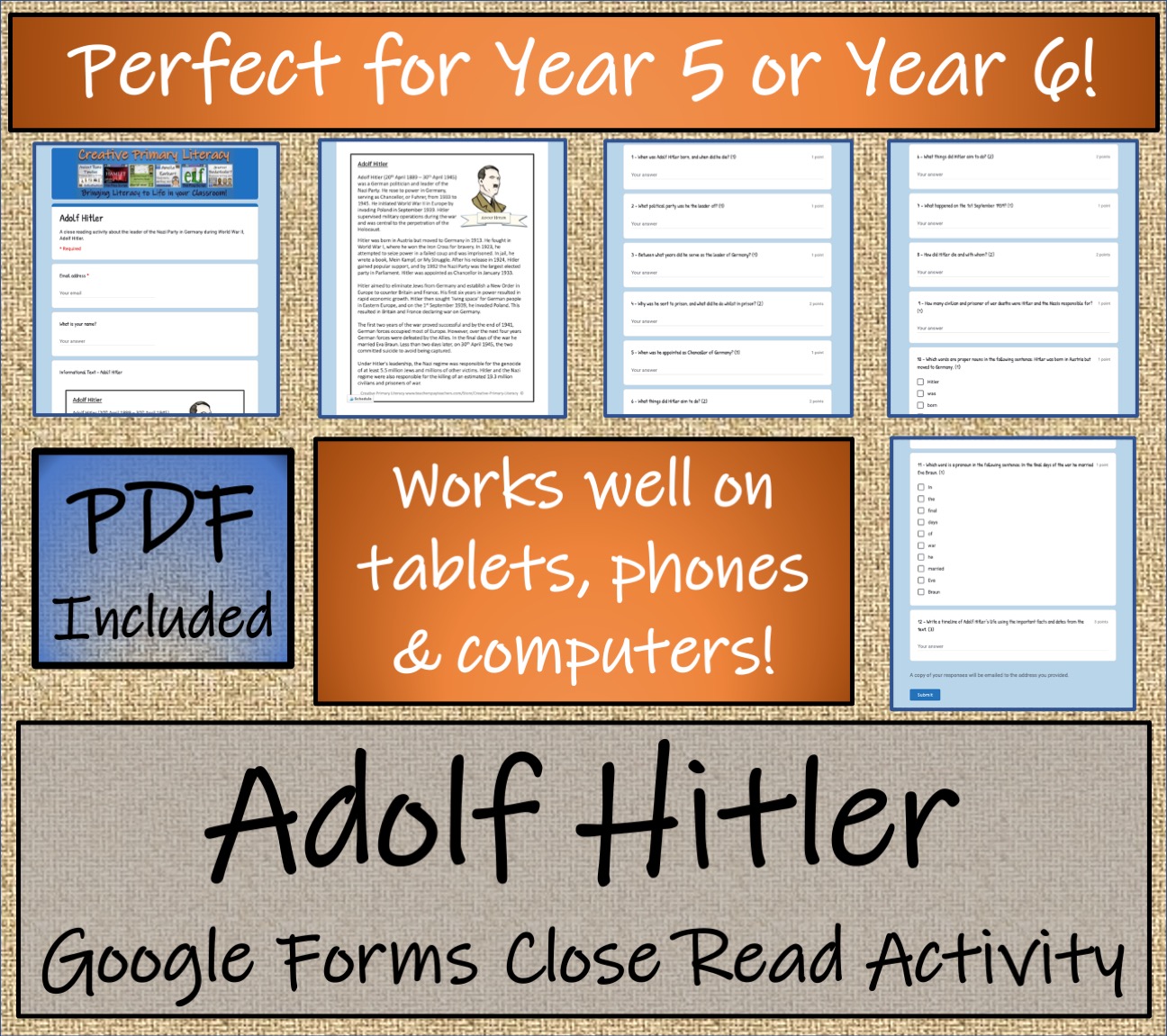 UKS2 Adolf Hitler Reading Comprehension Activity | Digital & Print ...