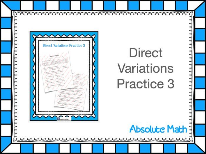 Direct Variations Practice 3 | Teaching Resources