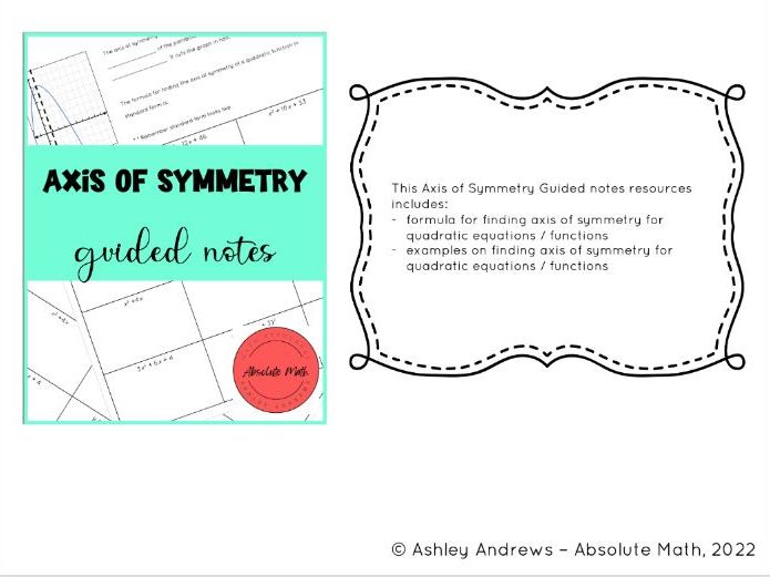 Axis of Symmetry Guided Notes | Teaching Resources