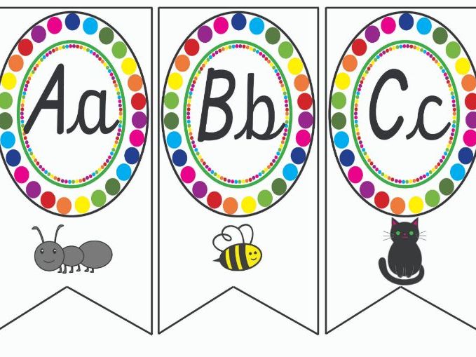 Alphabet Display With Capital Letters And Cursive Lower Case Teaching 