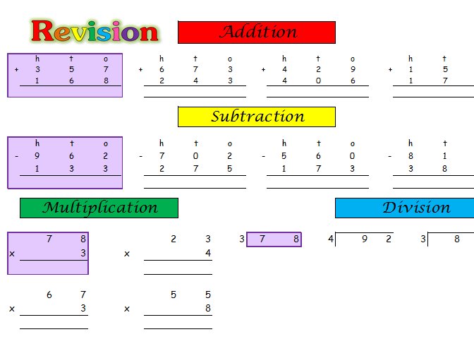 Addition Subtraction Multiplication And Division Teaching Resources