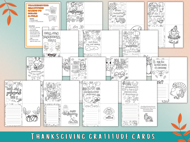 Printable Thanksgiving Gratitude Cards for Kids –DFY- Color, Fold ...