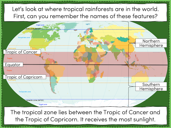 Locating tropical rainforests on a world map - KS2 | Teaching Resources
