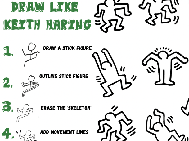 Character drawing in the style of Keith Haring worksheet / extension ...