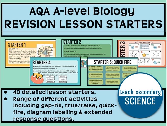AQA A-level Biology Revision: 40 Lesson Starters / Activities ...