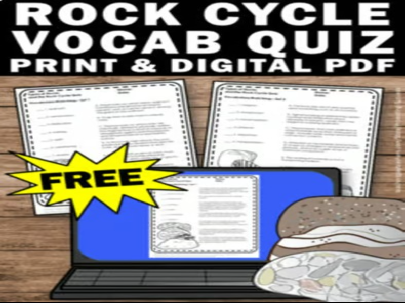 FREE The Rock Cycle Activity Quiz Rocks and Minerals 4th Grade 5th ...