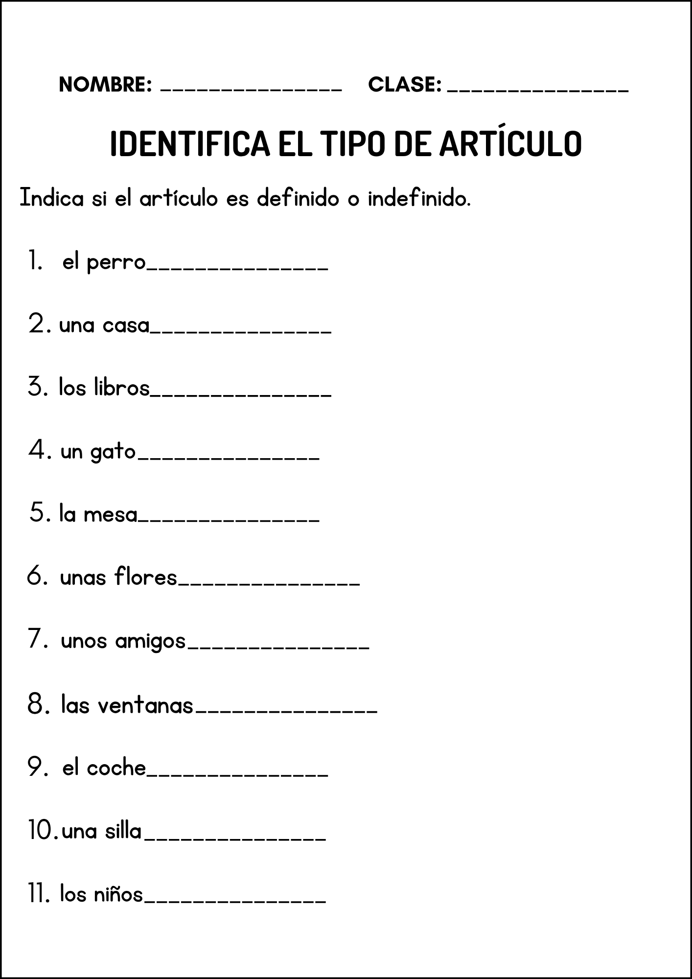 Los articulos Definidos e Indefinidos Spanish Definite and Indefinite ...
