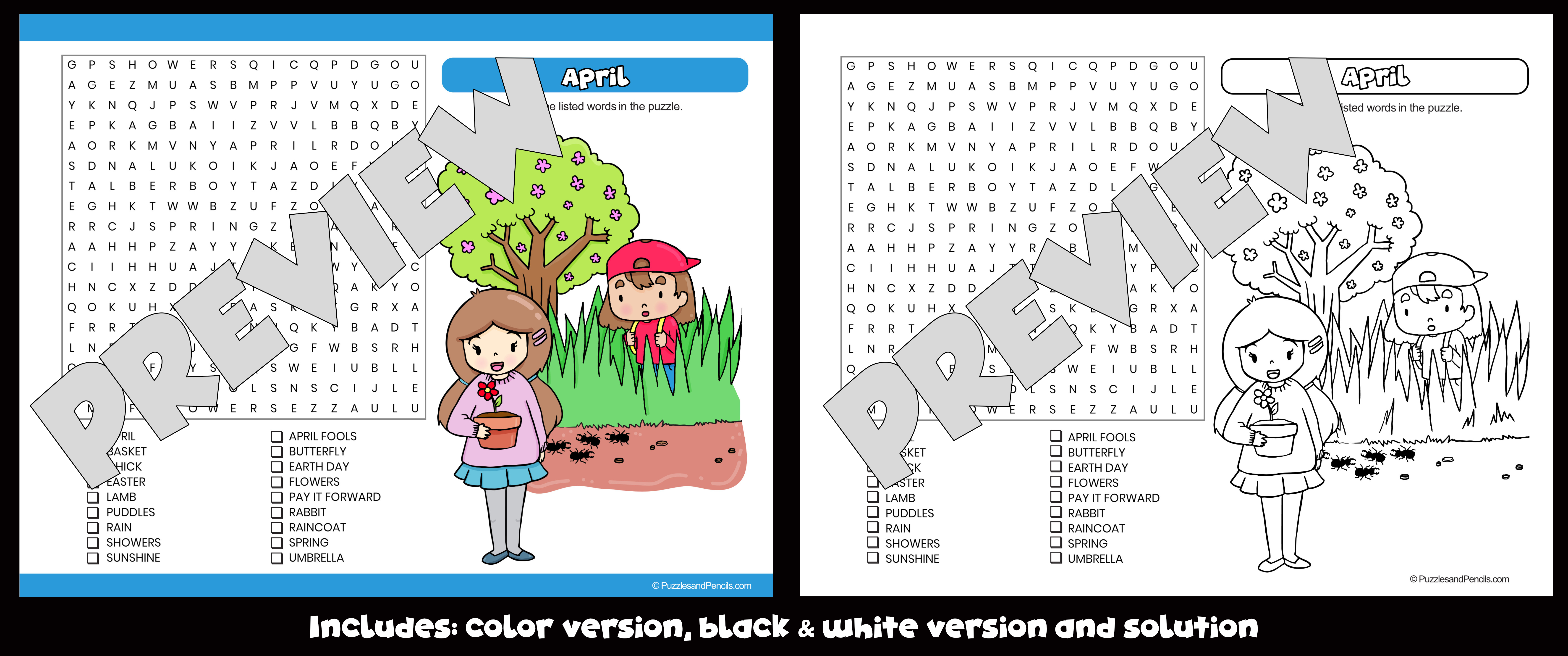April Word Search Puzzle and Colouring | April Wordsearch | Teaching ...