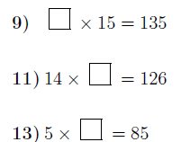 Multiplication: Finding missing numbers worksheets (with solutions ...