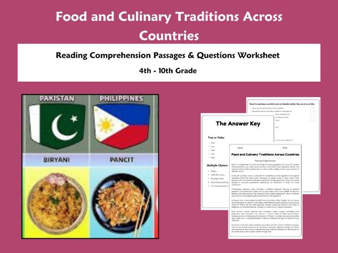 Food and Culinary Traditions Across Countries: Reading Comprehension ...