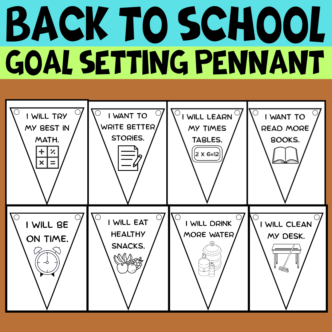 Back to School Goal Setting Pennant Craft | Bulletin Board Banner ...