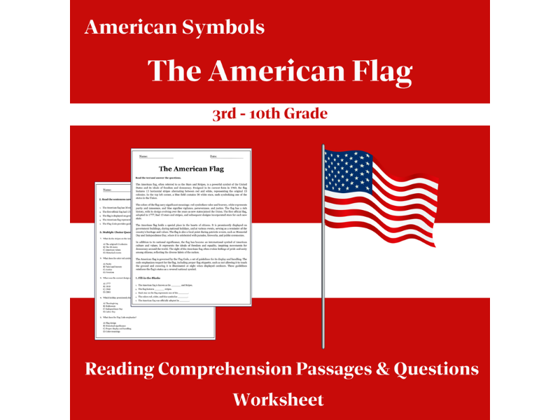 The American Flag Reading Comprehension Passages & Questions Worksheets ...