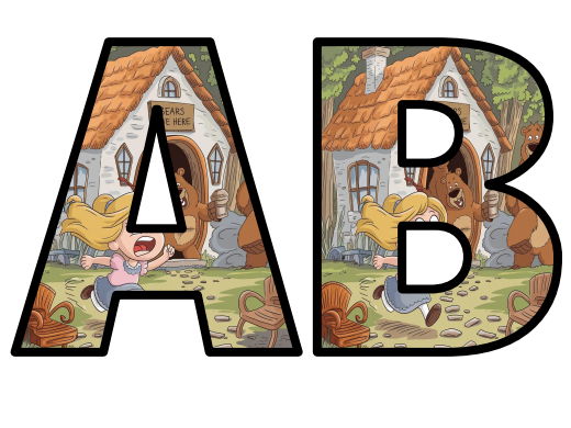 Goldilocks and the Three Bears Story Lettering Set Display Title ...