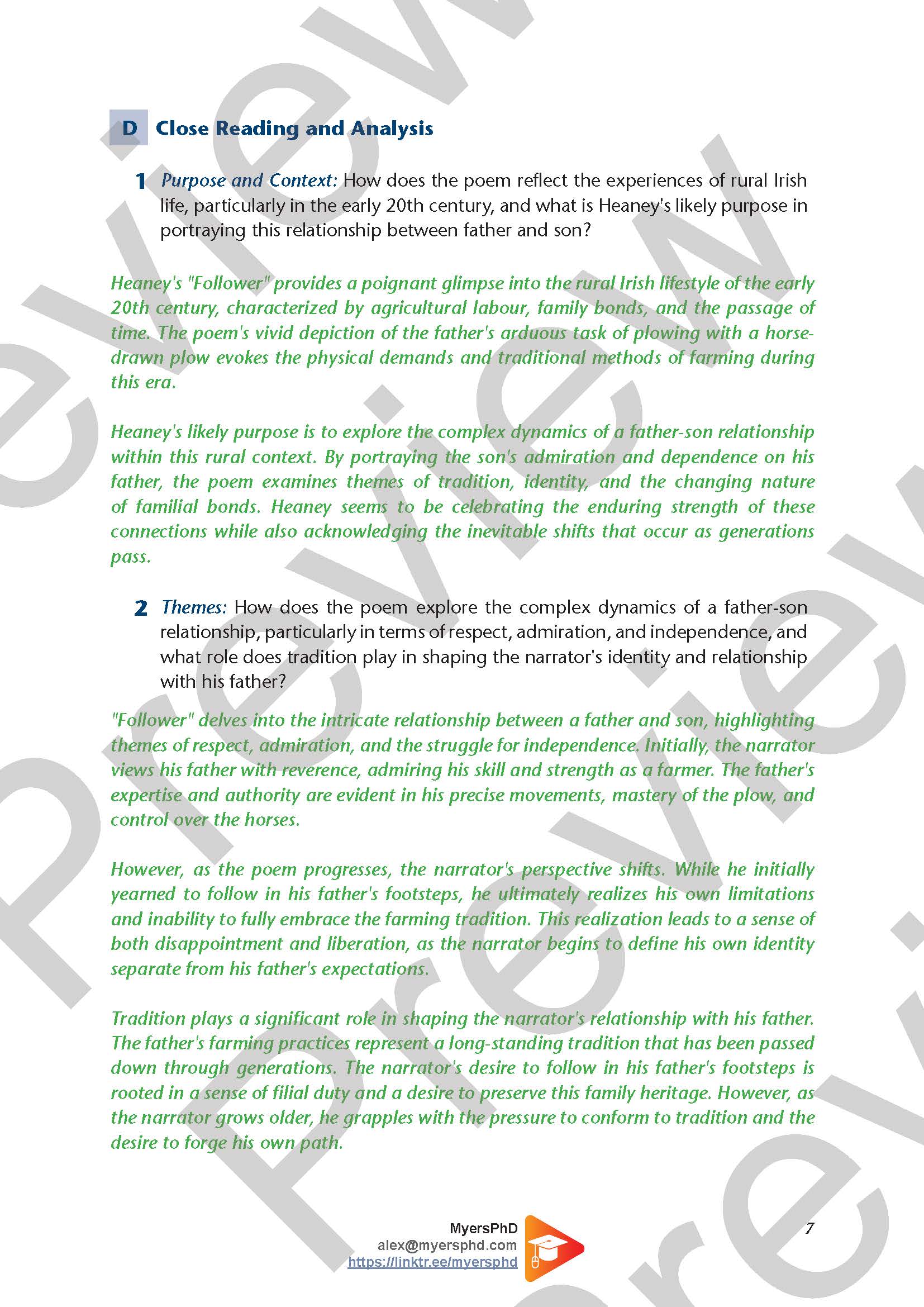 IGCSE Poetry Vol 1: "Follower" (Seamus Heaney) TEACH, STUDY + ANSWERS ...