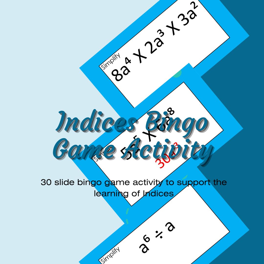 Indices Algebra Maths Bingo Game Activity | Teaching Resources