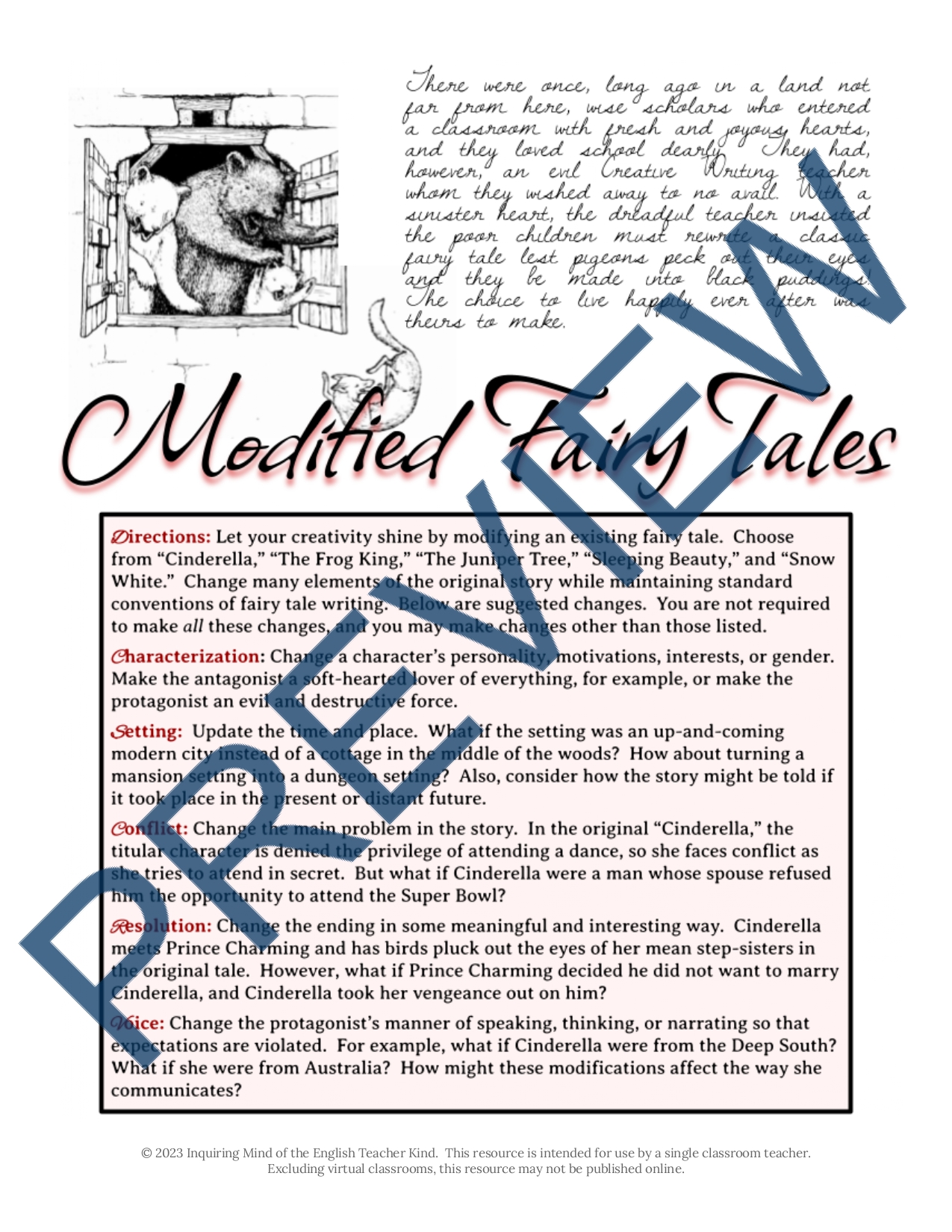 Creative Writing Unit Plan for Modified and Modern Fairy Tales ...