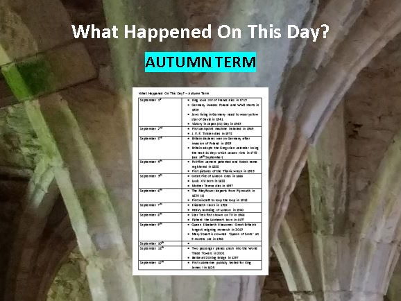 What Happened On This Day? - Autumn Term (Assembly / Lesson Ideas) by ...