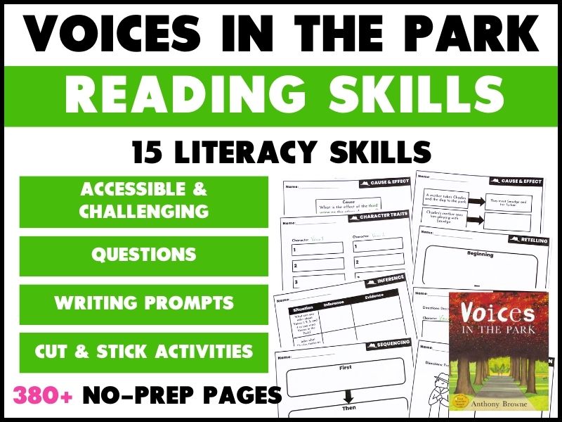 Voices in the Park Book Activities - Reading Comprehension and Literacy ...