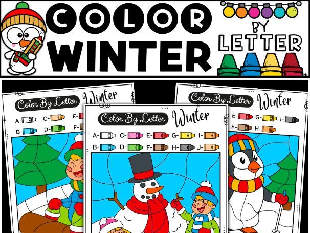 Color By Letter Worksheets I Winter Coloring Pages I Winter Color by ...