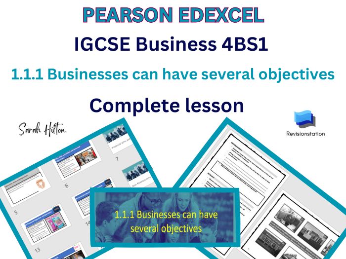 Pearson Edexcel International iGCSE in Business 1.1.1. Businesses can ...