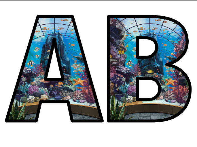 Aquarium Fish Sea Ocean Swimming Lettering Set Display Title Letters ...