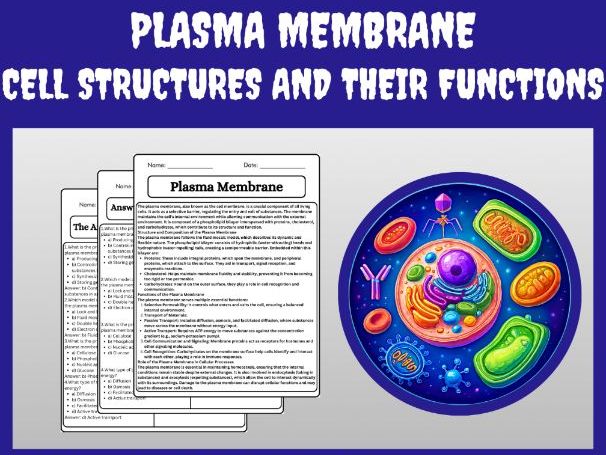 Plasma Membrane - Cell Structures and Their Functions Reading Comprehension Passages Worksheets ...