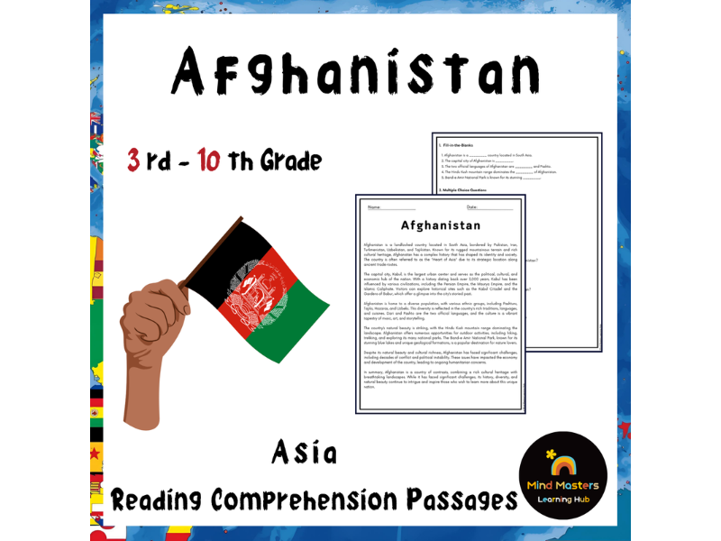 Afghanistan Reading Comprehension Passages & Questions Worksheets ...