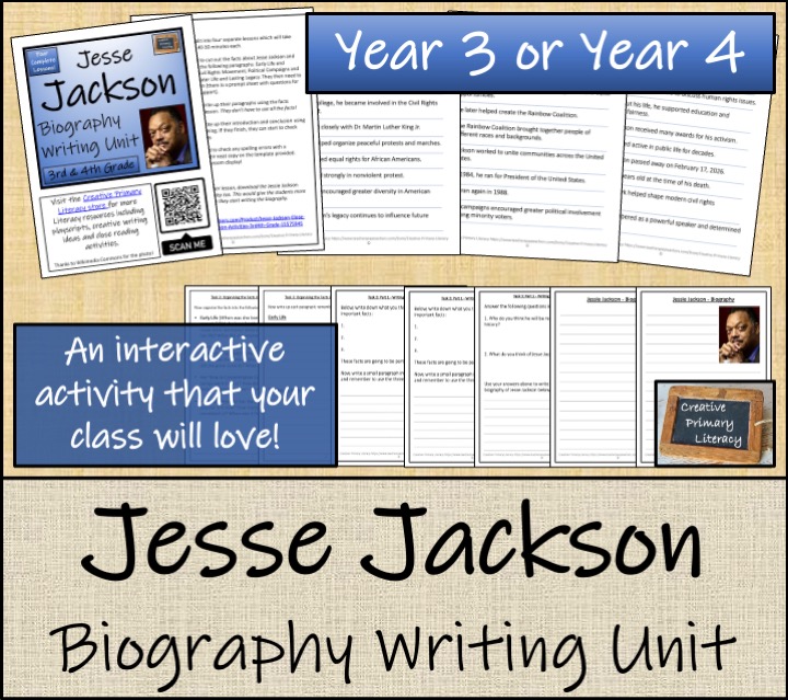 Jesse Jackson Biography Writing Unit | Year 3 or Year 4 | Teaching ...