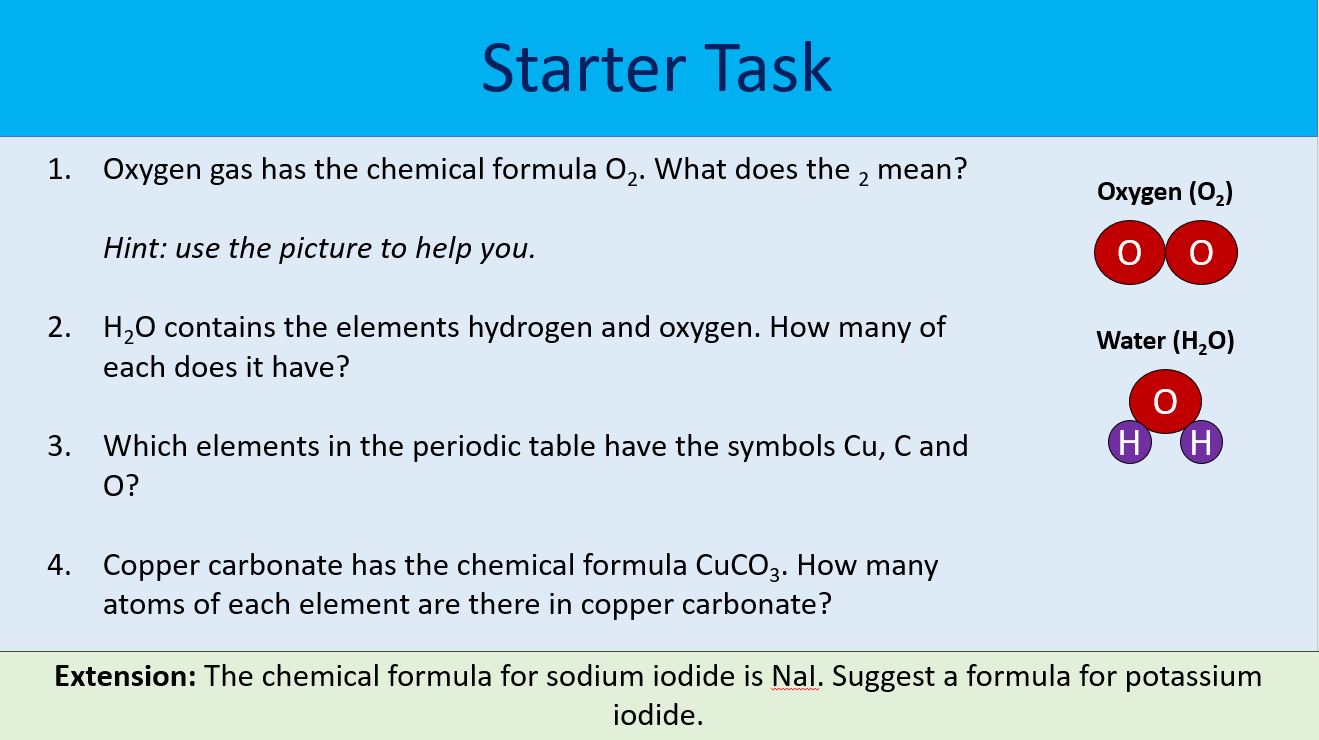 Chemical Formulae ~ KS3 ~ Year 7 | Teaching Resources