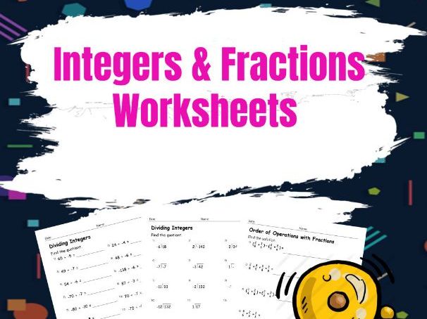 Fraction and Integer Operations, Math Worksheets Grades 5-8 | Teaching ...