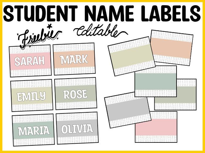 Free Student Name Labels, Boho Spotty Classroom Labels, Editable Back ...