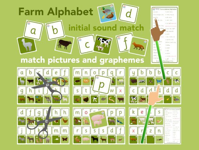 Farm Animal Alphabet initial sound/grapheme match | Teaching Resources