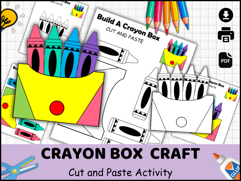 Crayon Box Craft for Kids | School Supplies Cut and Paste Activity ...