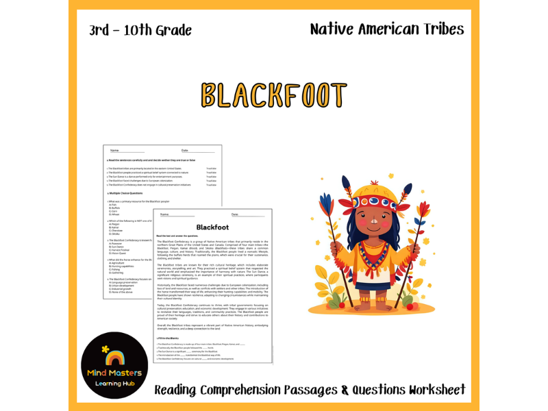 Blackfoot Reading Comprehension Passages & Questions Worksheets ...