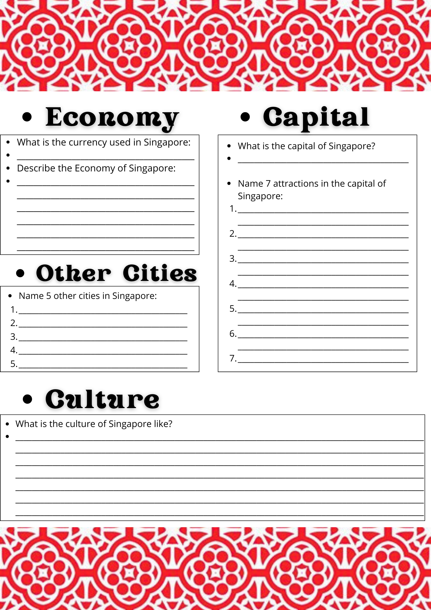 Country Study Research Project - Singapore - Social Studies Report ...