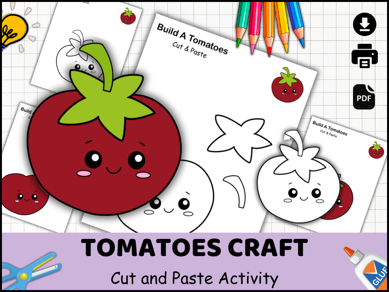 Tomato Craft for Kids | Printable Cut and Paste Activity | Vegetable ...
