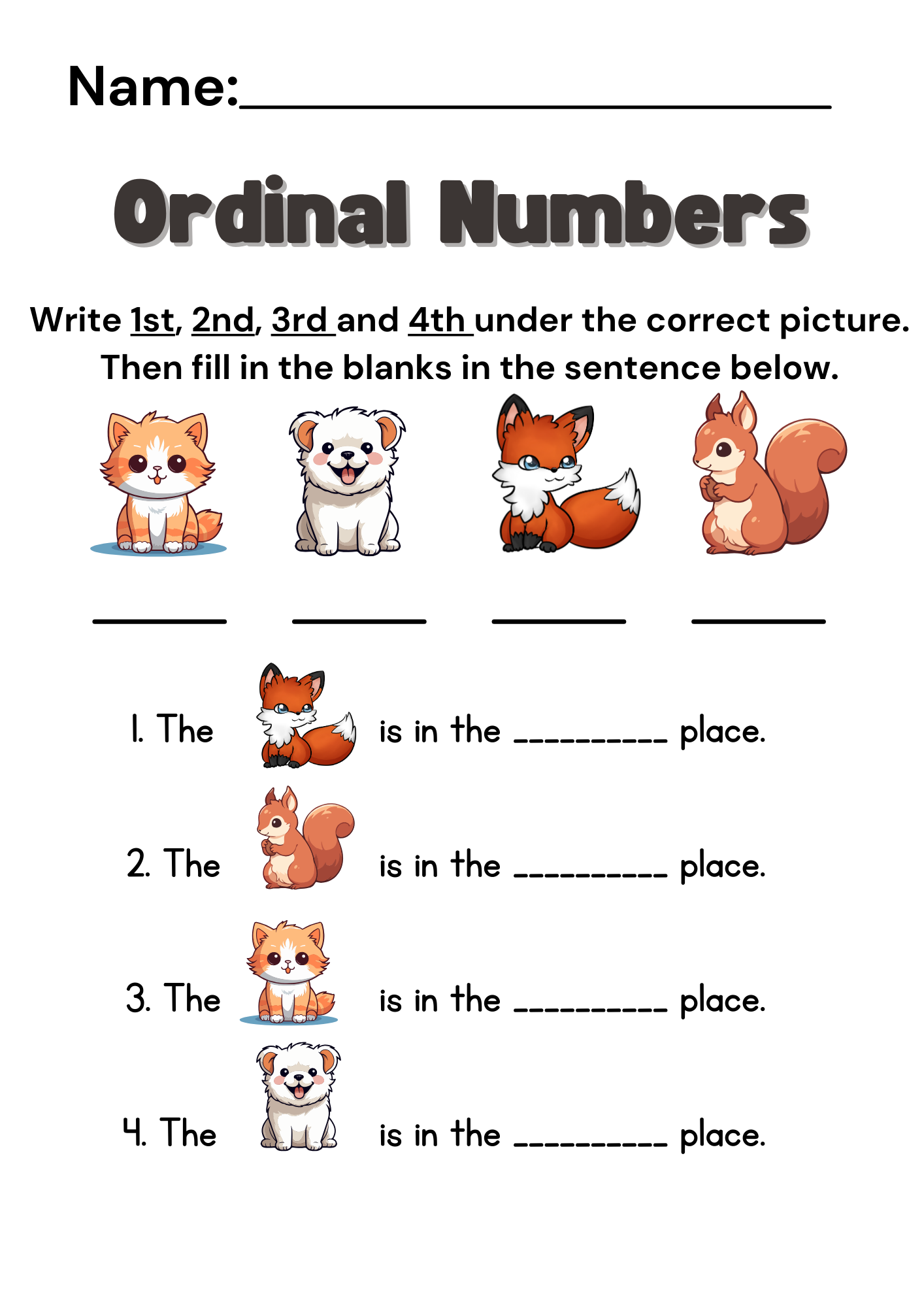 Ordinal Number Worksheets No Prep! | Teaching Resources