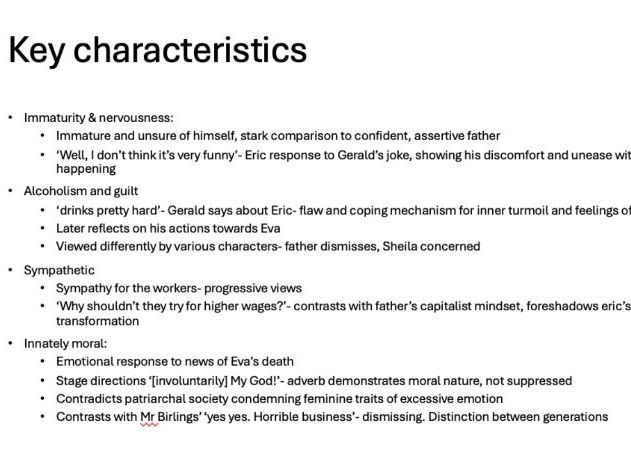 GCSE English Literature: An Inspector Calls, Eric Birling | Teaching ...